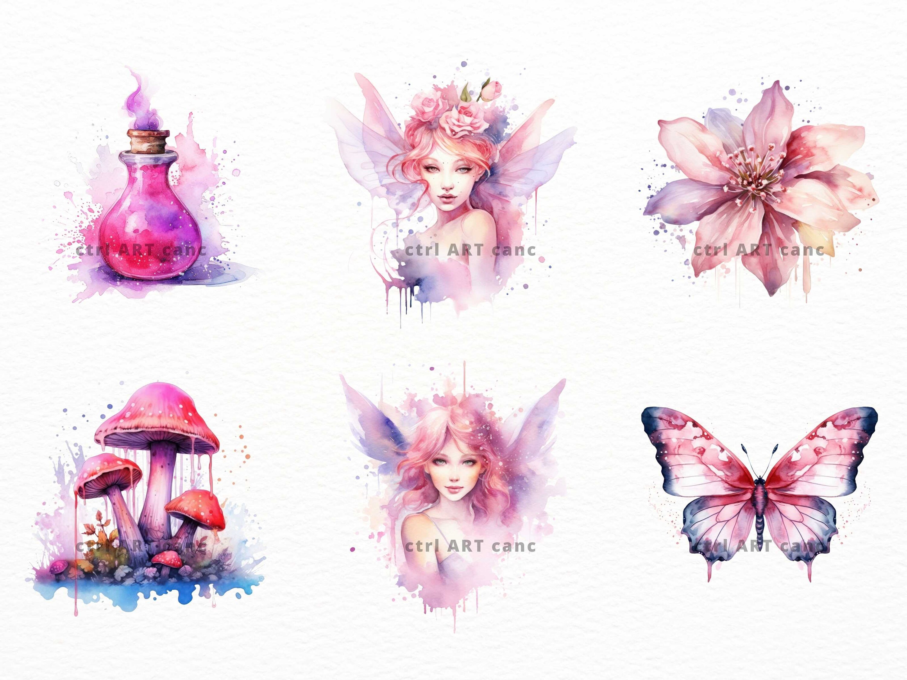 Fairy Watercolor Clipart Fairy Party Invitation Watercolor - Etsy
