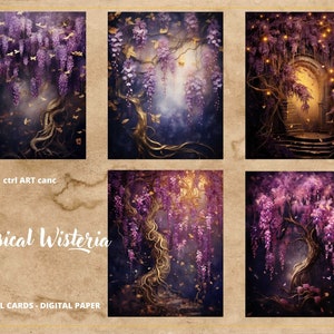Whimsical Wisteria Digital Paper, Junk Journal Printable, Art Nouveau ...