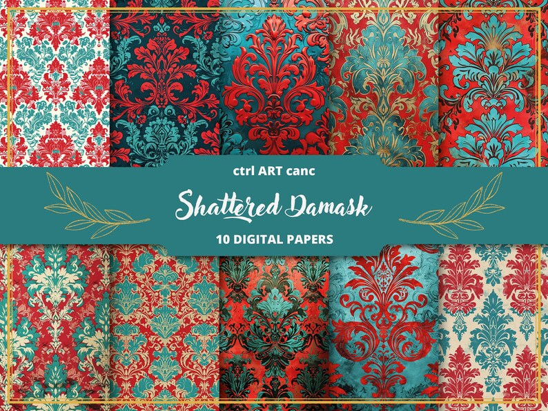 Blue Damask Digital Paper Damask Printable Paper Damask Pattern Damask ...
