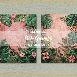 Plants Digital Paper Green Plants Tropical Paper Digital Kit Journal ...