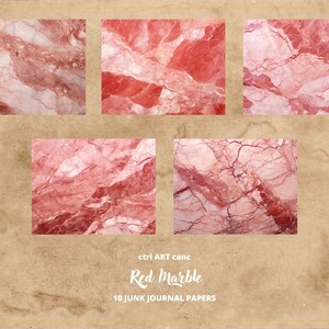 Red Marble Digital Paper Carrara Marble Printable Paper for Junk ...