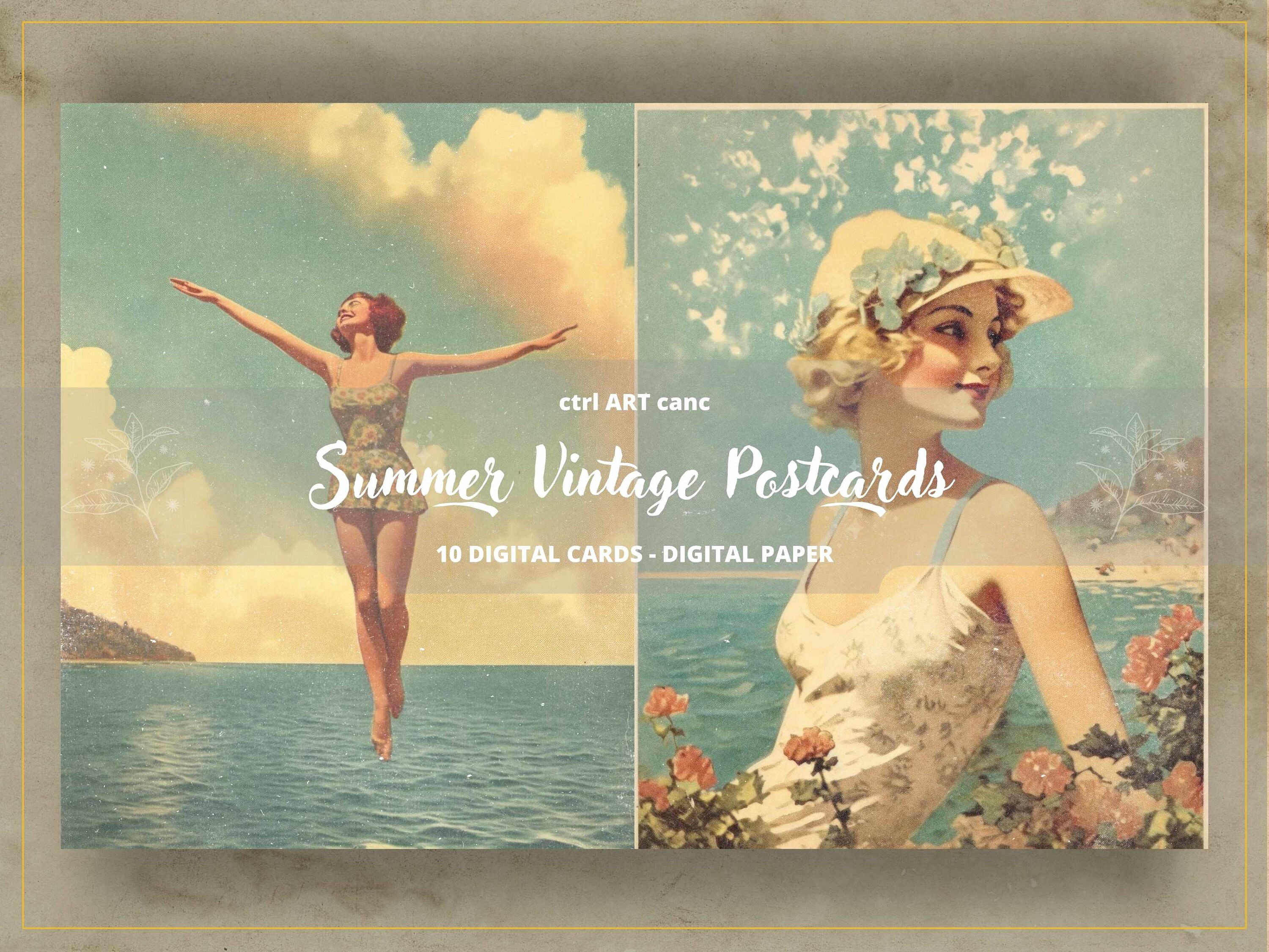 10 Summer Vintage Postcards Vintage Digital Paper Old - Etsy