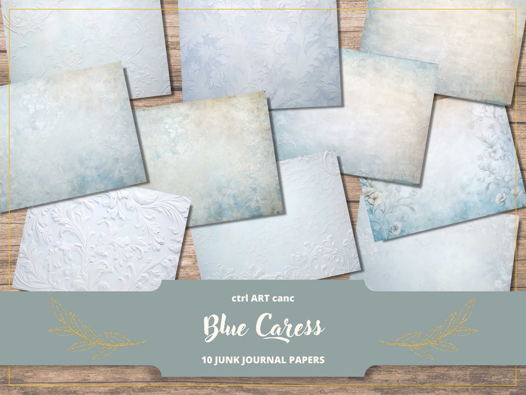 Blue Caress Junk Journal Paper: Scrapbook Backgrounds (digital Download ...