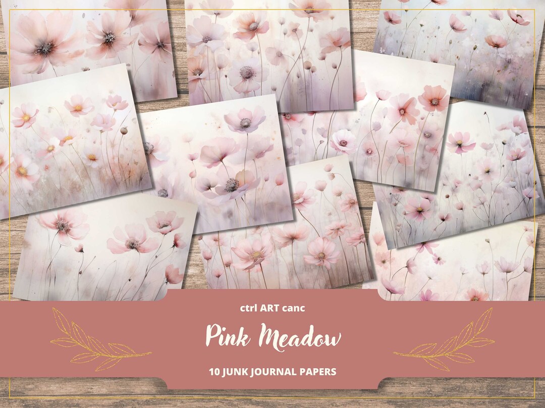 Pink Floral Junk Journal Kit Printable Floral Paper Pink Paper for ...