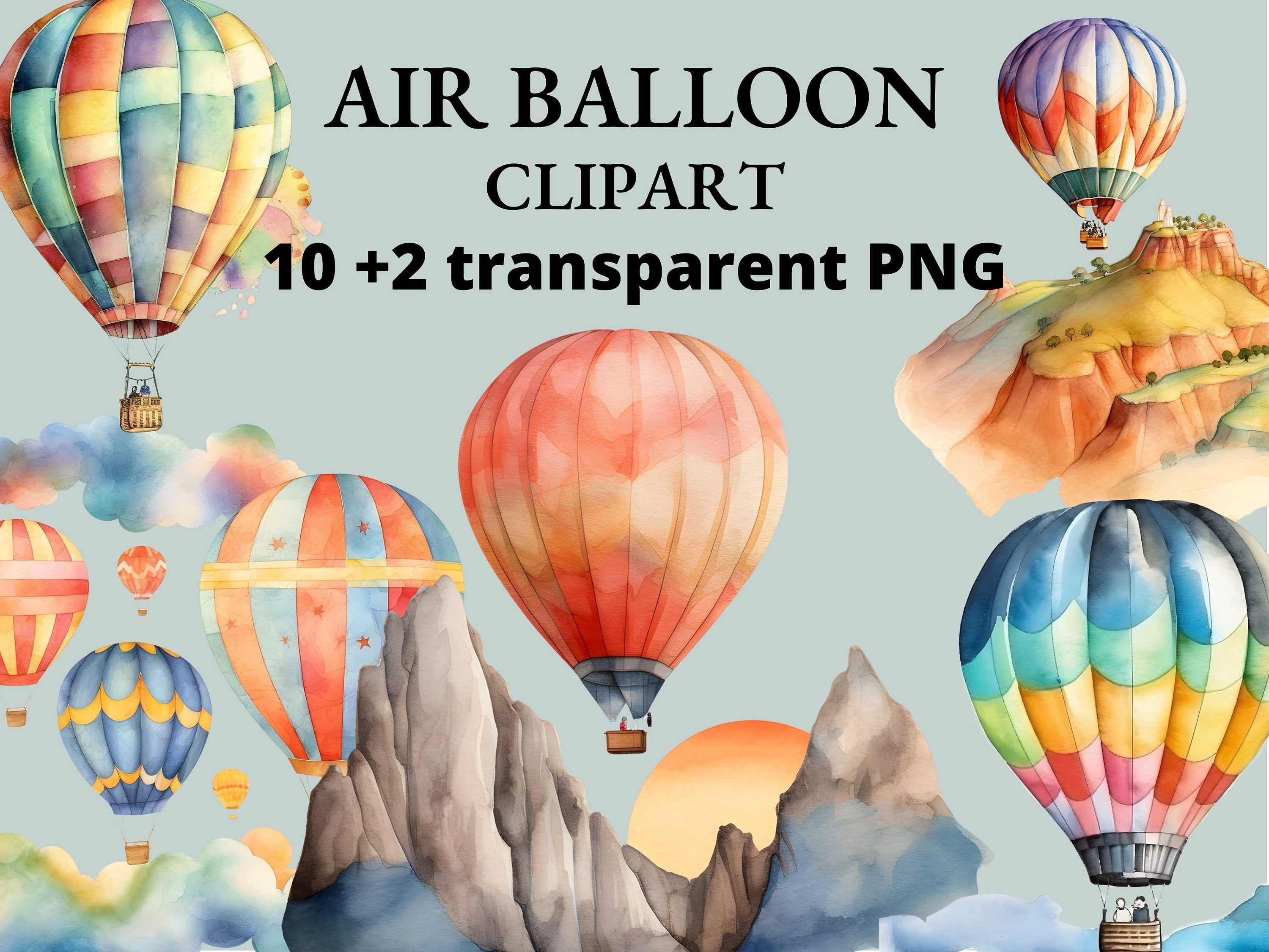10 2 Hot Balloon Clip Art Hot Air Balloon Sky Balloon - Etsy