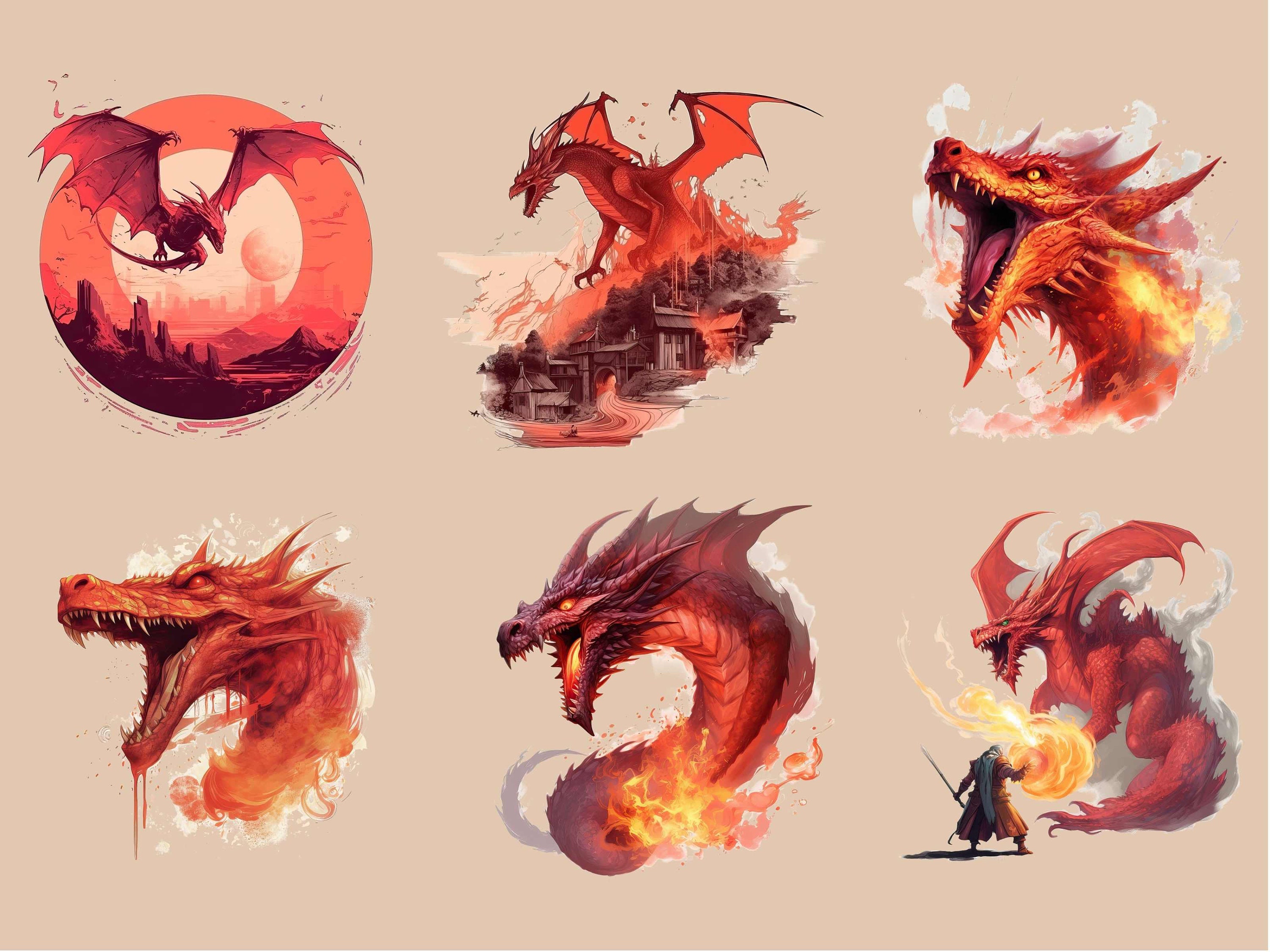 30 Red Dragon Clip Art Dragon Clipart Fantasy Clipart - Etsy Canada