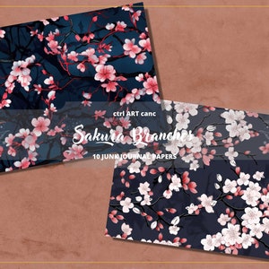 Sakura Journal Kit Cherry Blossoms Scrapbook Paper Japanese Printable ...