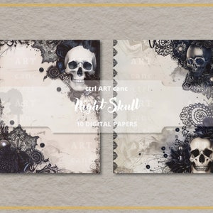 Skull Digital Paper for Junk Journal Kit Scrapbook Paper Gothic ...
