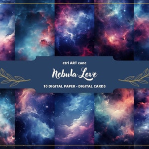 Nebula Digital Paper Printable Stars Paper Galaxy Printable Night Sky Digital Download Paper ...