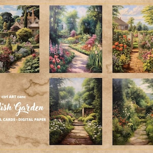 English Garden Oil Painting Printable, English Garden Art, Digital ...