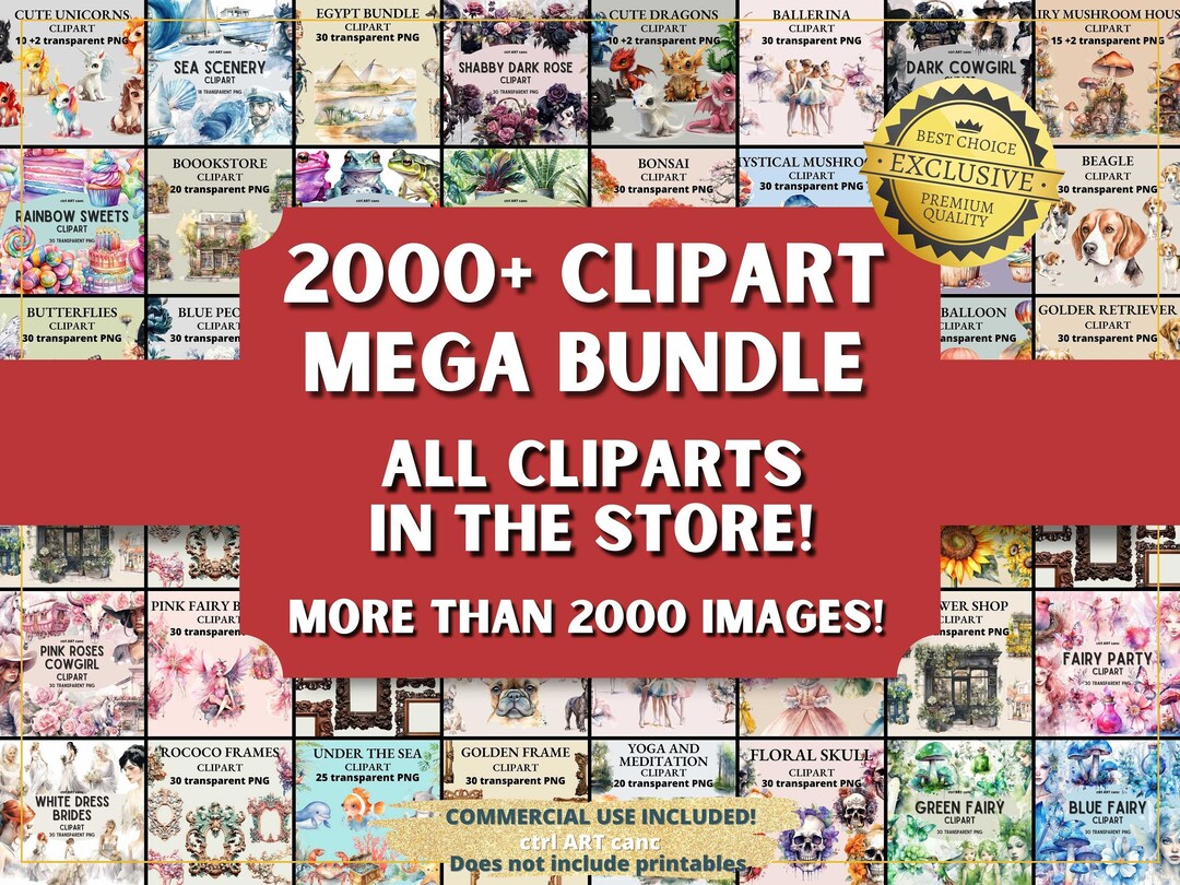 WHOLE SHOP Clipart Mega Bundle Clipart for Commercial PNG Bundle to ...