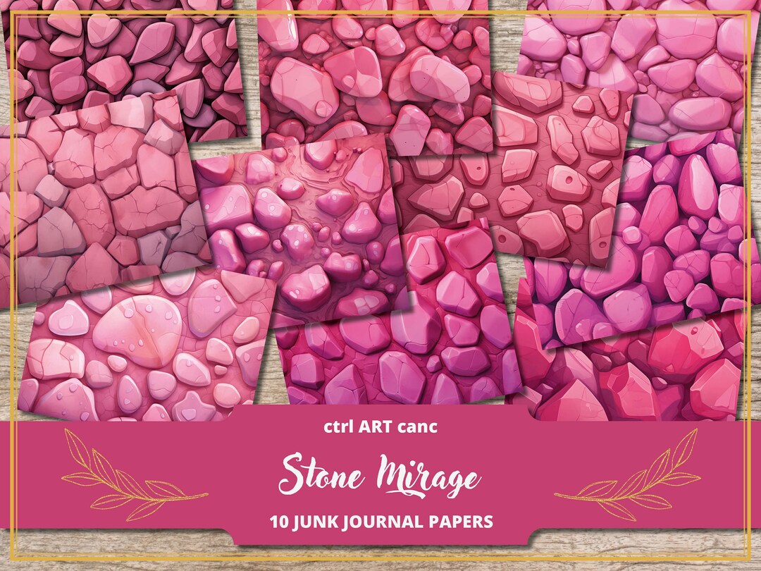 Pink Stone Digital Paper: Texture Backgrounds, Junk Journal Kit ...