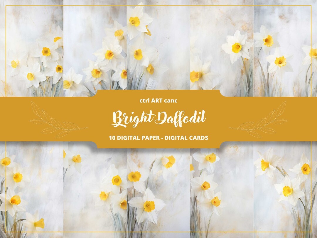 Bright Daffodil Digital Paper, Wedding Invitation Paper, Digital Paper ...