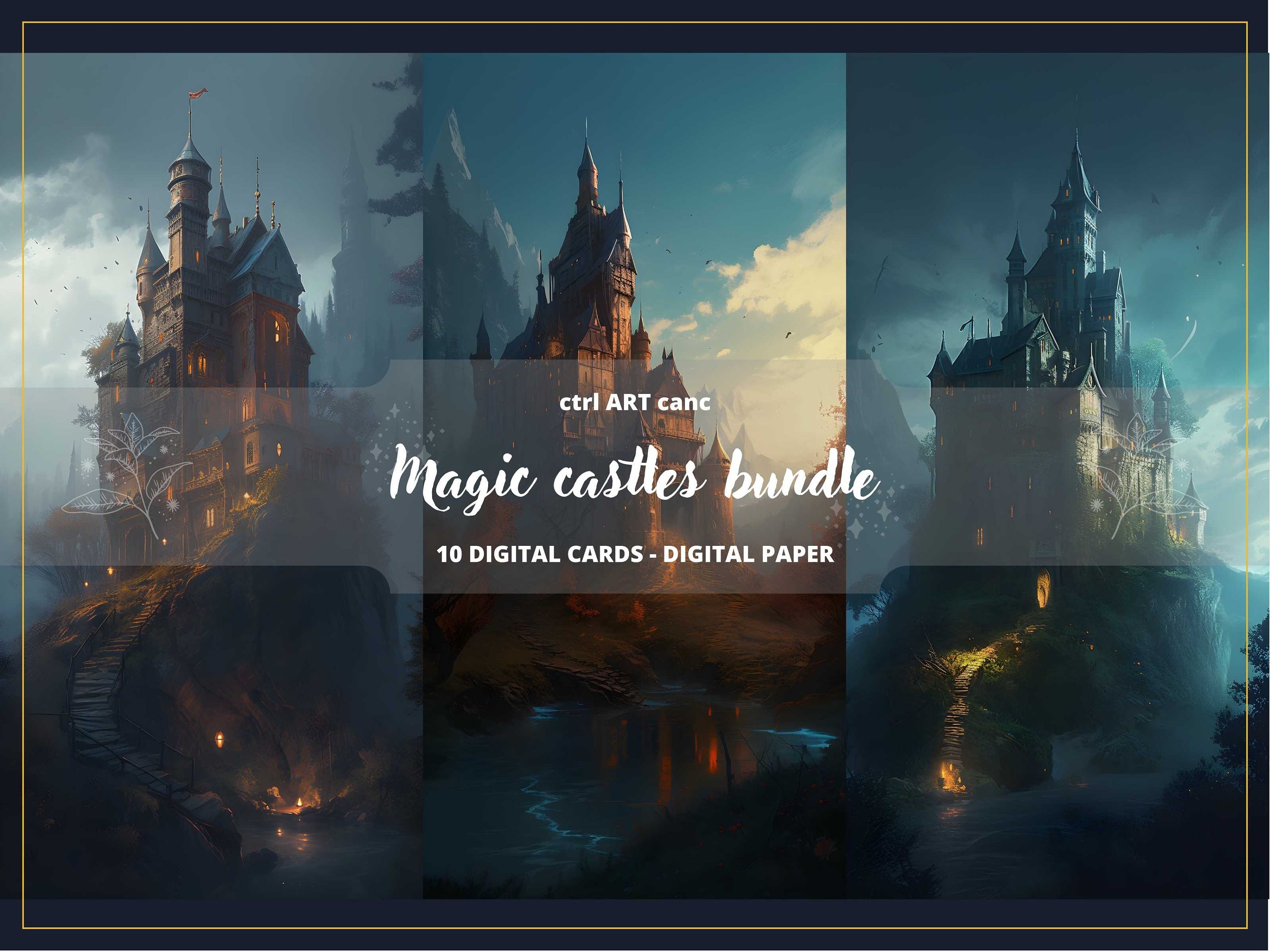 10 Magic Castles Cards Digital Paper Scrapbooking Collage - Etsy