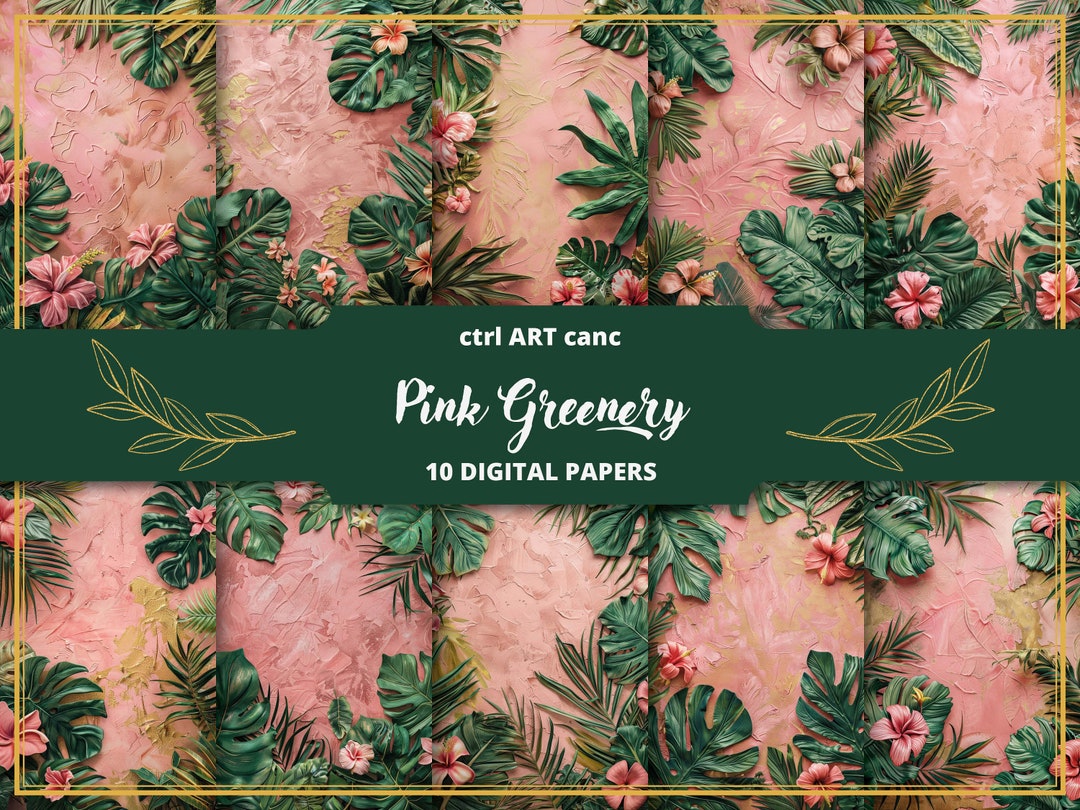 Plants Digital Paper Green Plants Tropical Paper Digital Kit Journal ...