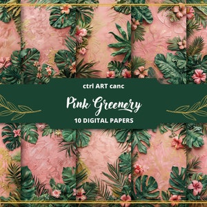 Plants Digital Paper Green Plants Tropical Paper Digital Kit Journal ...