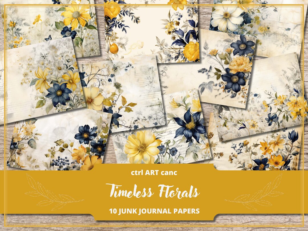 Floral Junk Journal Kit Paper Decor Scrapbook Kit Digital Paper ...