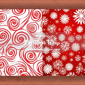 Red & White Christmas Digital Paper, Christmas Wrapping Paper, Junk ...