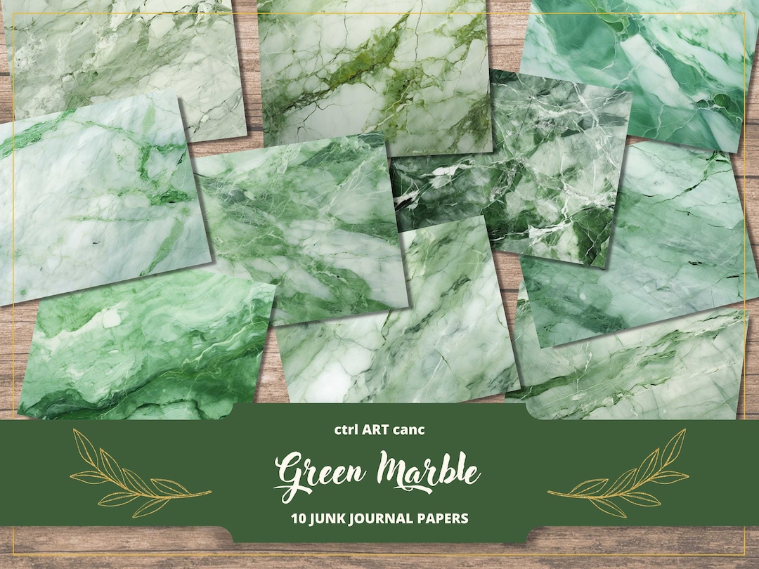Green Marble Digital Paper Marble Printable Paper for Junk Journal ...
