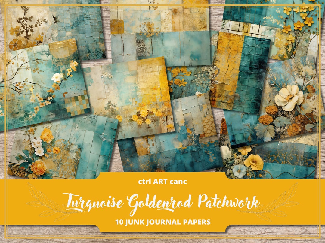 Green Patchwork Collage Junk Journal Kit Scrapbook Paper for Scrapbook ...