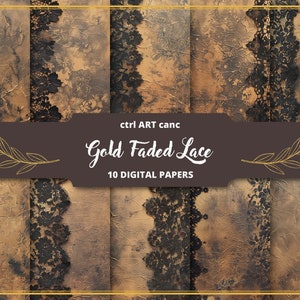 Black Gold Lace Junk Journal Paper Digital Paper Kit Scrapbook Paper ...