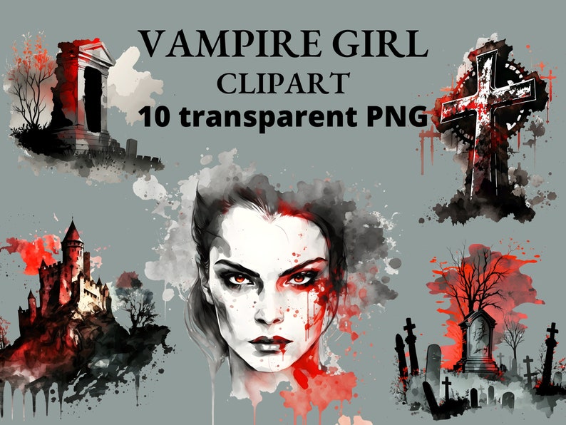Vampire Girl Clip Art Horror Bat Cemetery PNG Clipart - Etsy