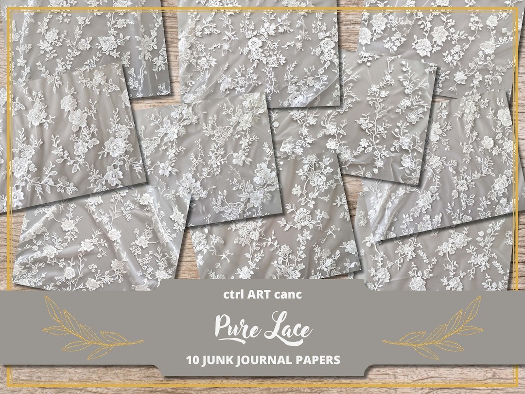 Lace Junk Journal Paper: Floral Scrapbook Background (digital Download ...