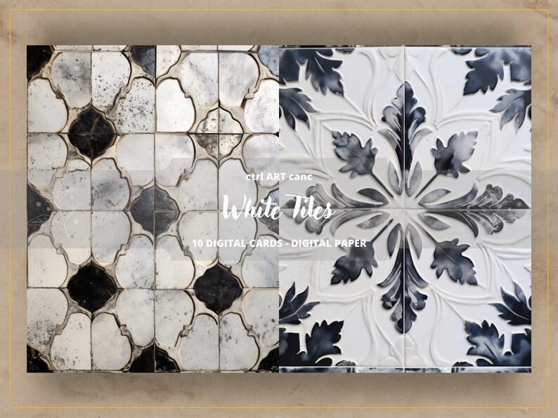 White Tiles Printable Oriental Tiles Digital Paper Ceramic - Etsy
