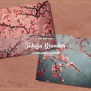 Sakura Journal Kit Cherry Blossoms Scrapbook Paper Japanese Printable ...