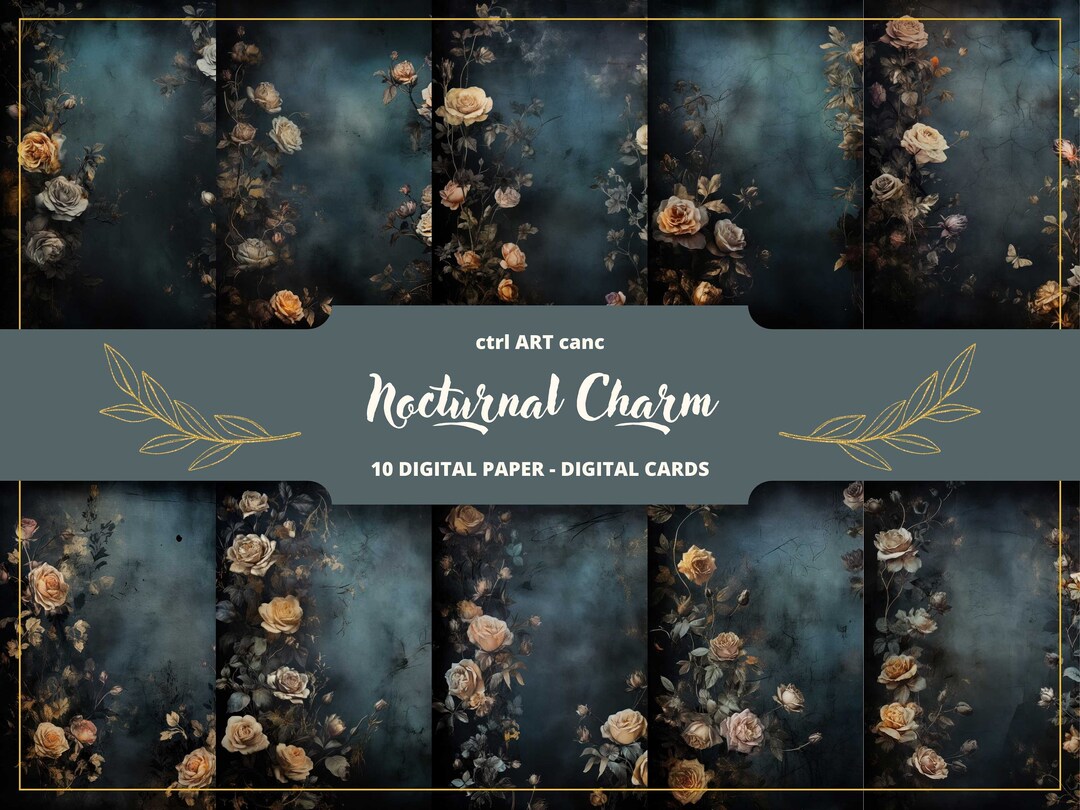 Dark Roses Junk Journal Digital Paper, Dark Journal Paper, Floral ...