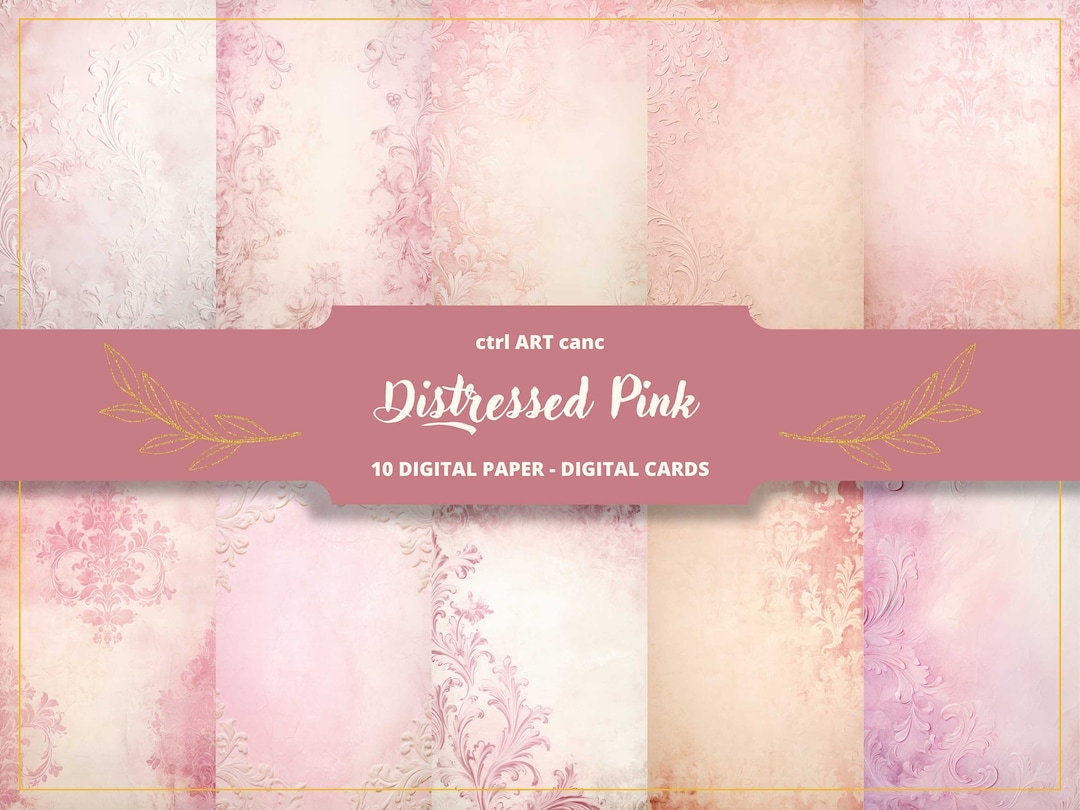 Distressed Pink Pink Damask Digital Paper: Tattered Scrapbook Pages ...