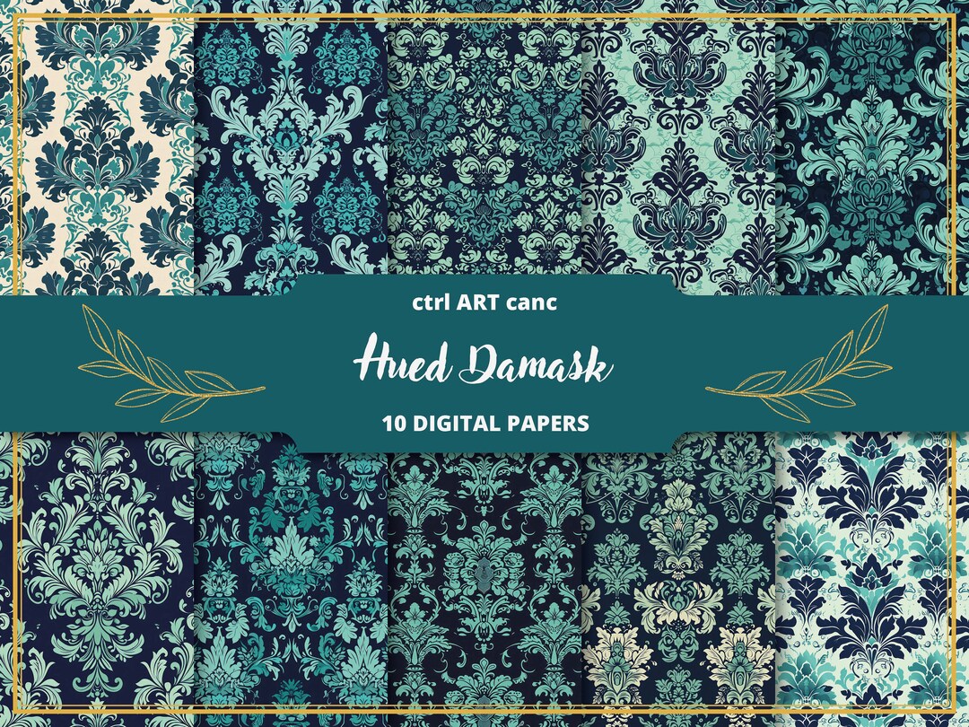 Blue Damask Digital Paper Damask Printable Paper Damask Pattern Damask ...