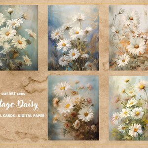 Vintage Daisy Printable, Daisy Digital Paper, Romantic Decor, Journal ...