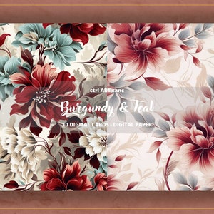 Burgundy Journal Digital Paper, Junk Journal Paper, Scrapbooking Paper ...