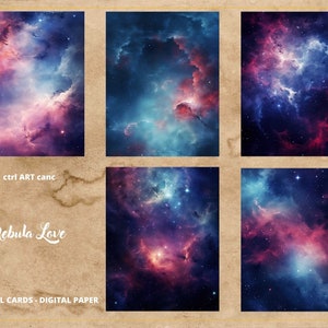 Nebula Digital Paper Printable Stars Paper Galaxy Printable Night Sky ...