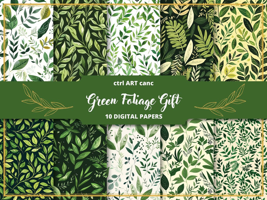 Green Plants Seamless Digital Paper Green Leaves Printable Pattern ...