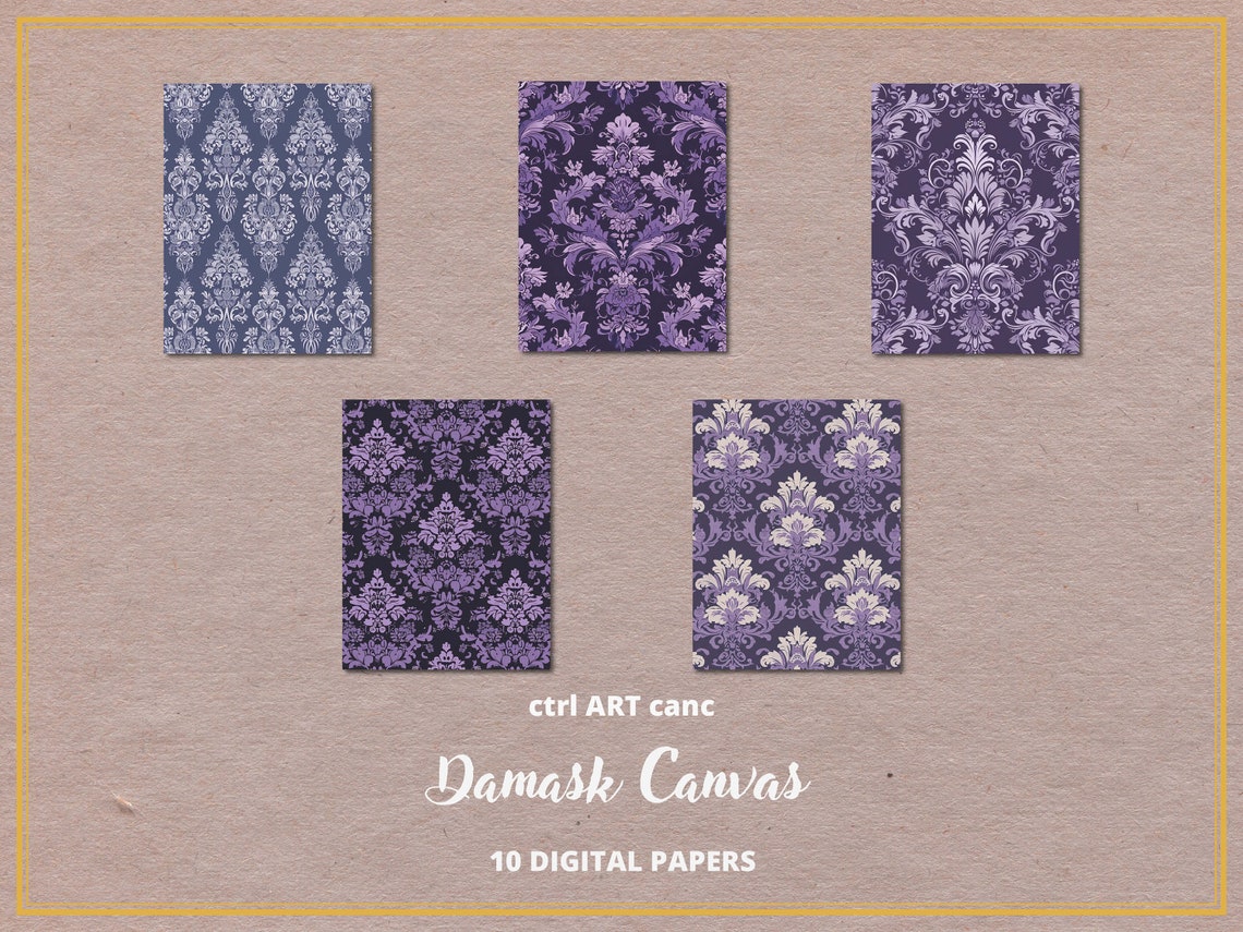 Purple Damask Digital Paper: Scrapbook & Journal Kit (digital Download ...