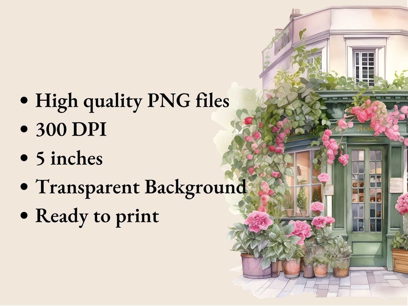 30 Little Flower Shop Clip Art Watercolor Flower Market - Etsy