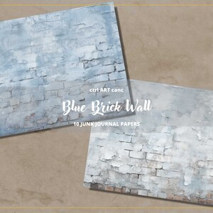 Brick Wall Texture Junk Journal Paper Blue Scrapbook Digital Paper for ...