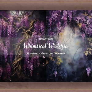 Whimsical Wisteria Digital Paper, Junk Journal Printable, Art Nouveau ...