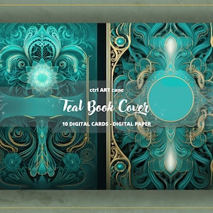 Teal Book Cover Printable Paper for Book of Shadows Whimsical Book ...