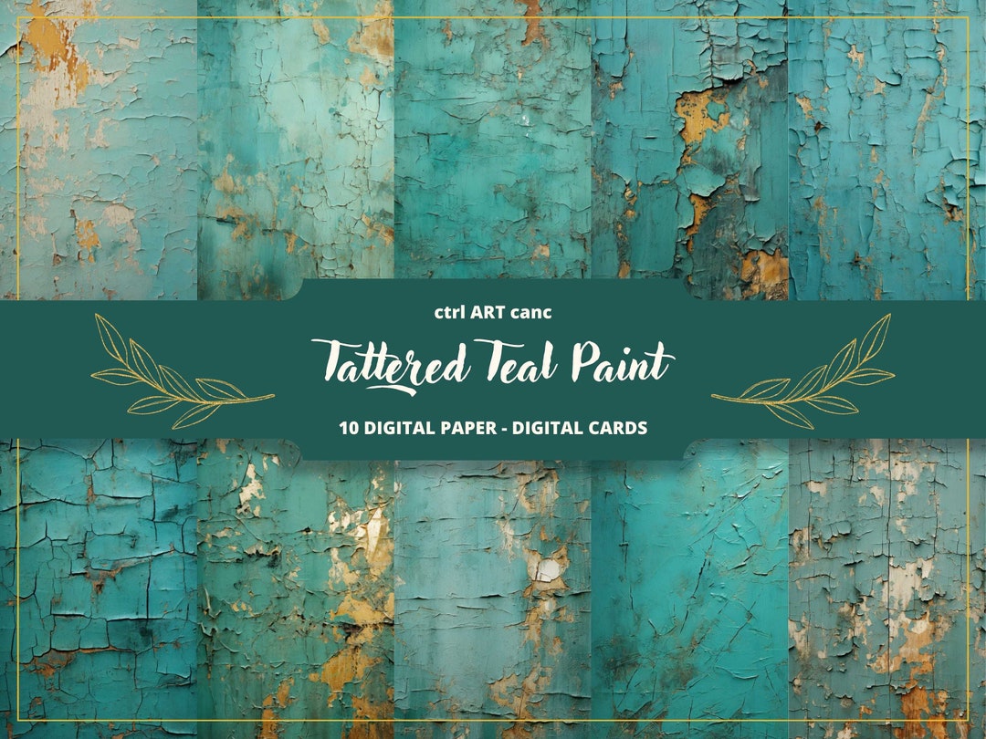 Tattered Teal Paint Printable, Tattered Digital Paper, Junk Journal Kit ...