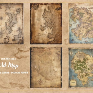 10 Treasure Island Printable Paper, Fantasy Map Digital Paper, Old Map ...
