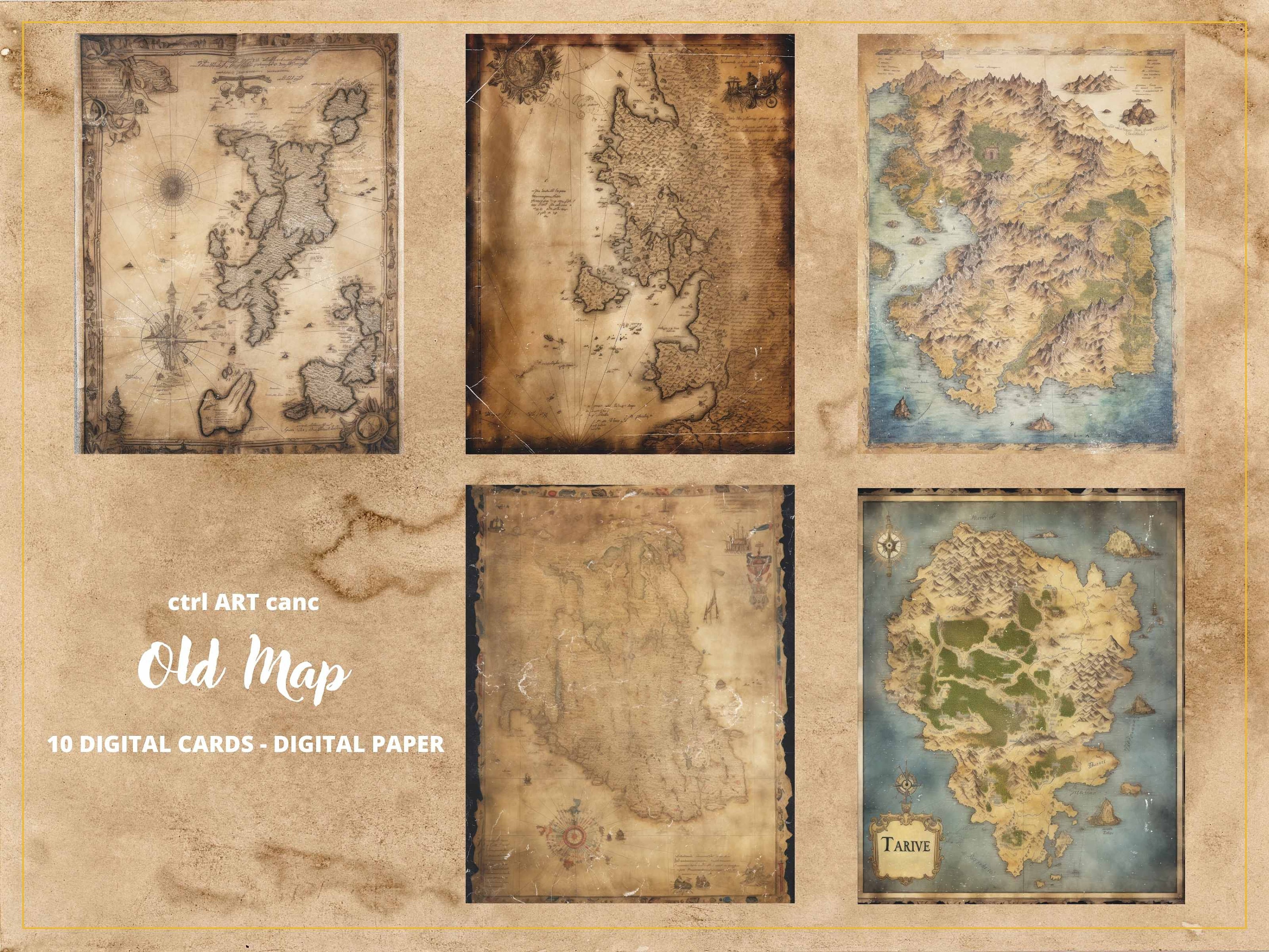 10 Treasure Island Printable Paper Fantasy Map Digital Paper - Etsy