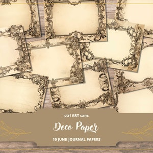 Vintage Paper Frame Junk Journal Paper Scrapbook Paper Floral Frame ...