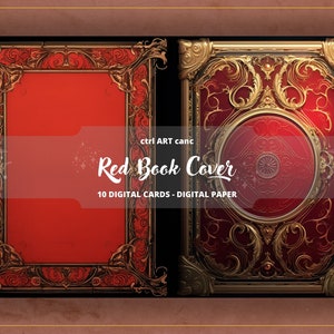 Red Antique Book Cover Printable: Whimsical Journal Kit (digital ...