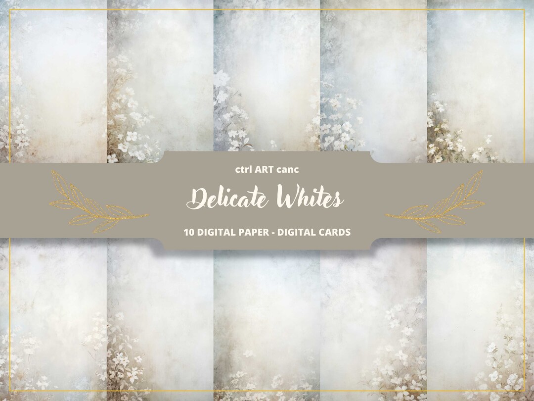 Delicate Whites Digital Paper, White Flowers Paper, Old Digital Paper ...