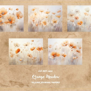 Orange Floral Junk Journal Kit: Printable Scrapbook Paper (digital ...