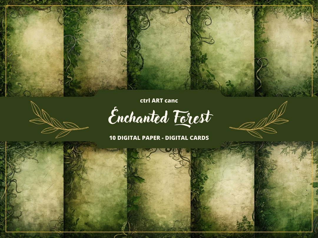 Enchanted Forest Digital Paper: Green Scrapbook Paper (JPEG Files) - Etsy