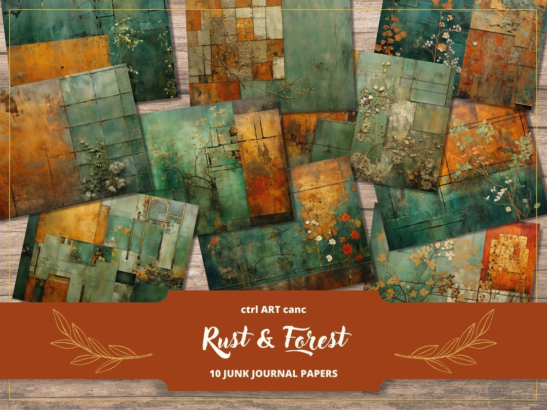 Green Journal Collage Junk Journal Kit Digital Paper Scrapbook Kit ...